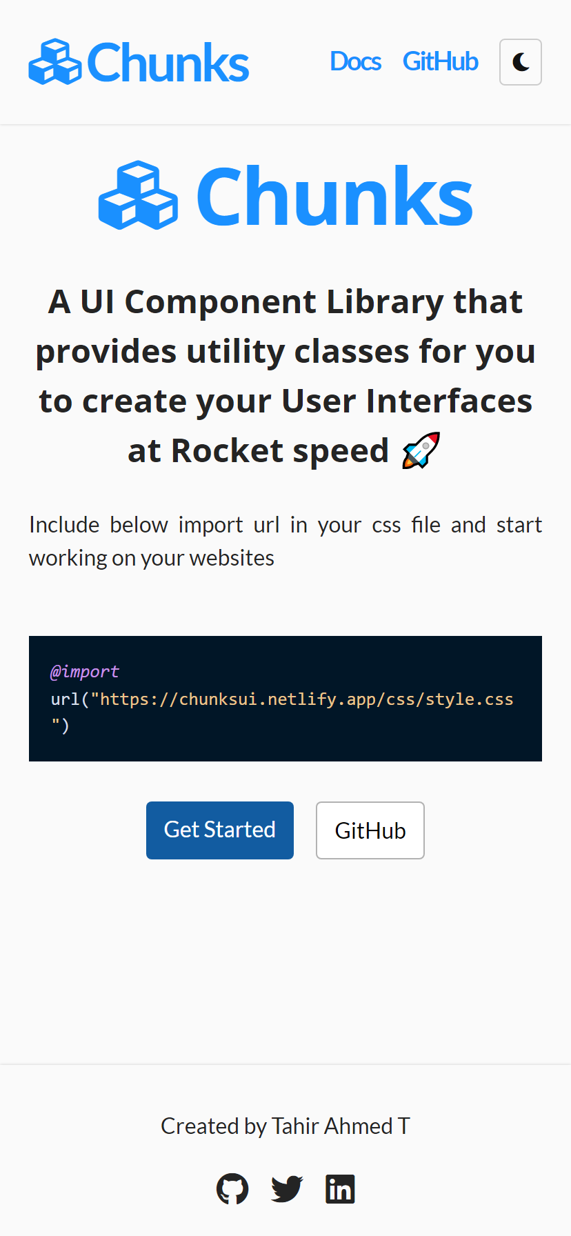 GitHub - ttahm3d/chunks: UI Component Library with atomic css classes.