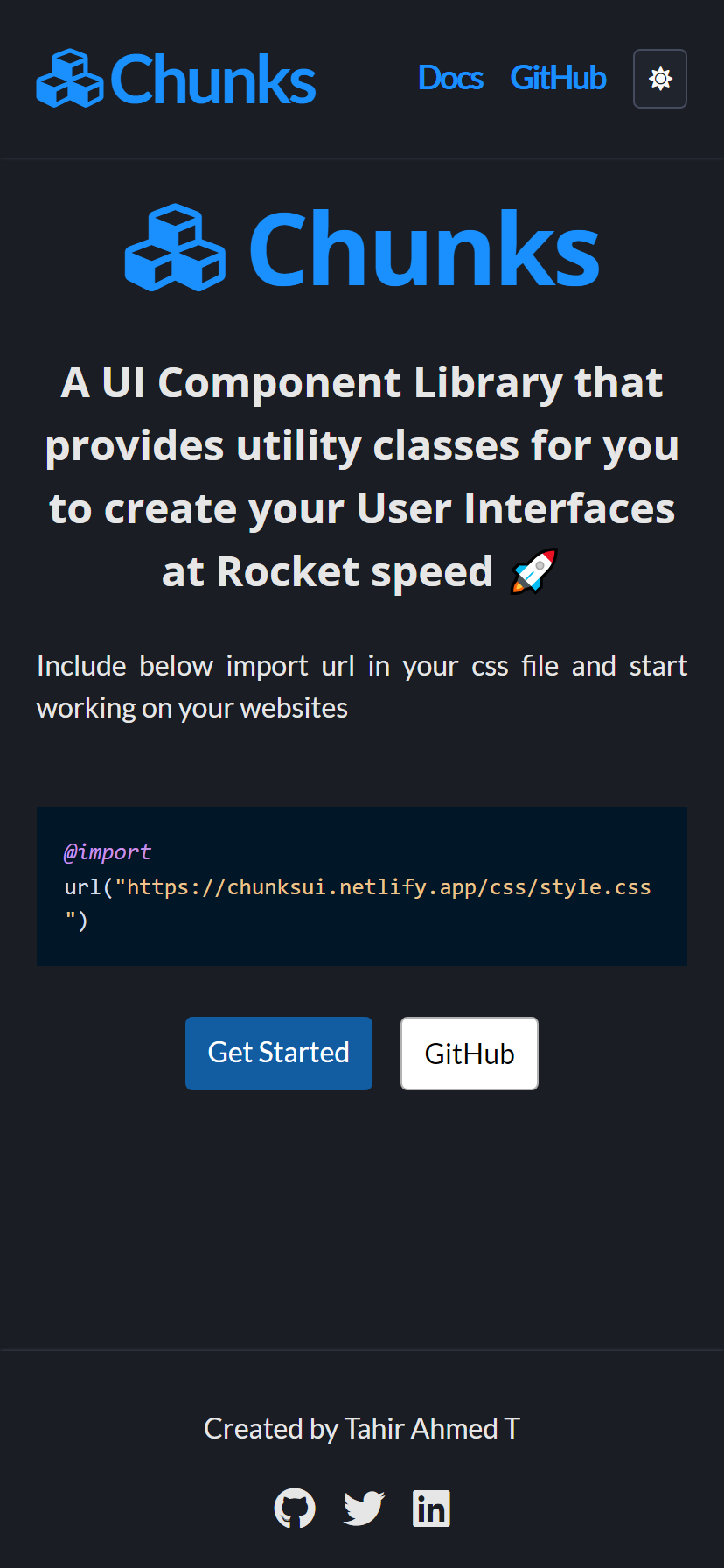 GitHub - ttahm3d/chunks: UI Component Library with atomic css classes.