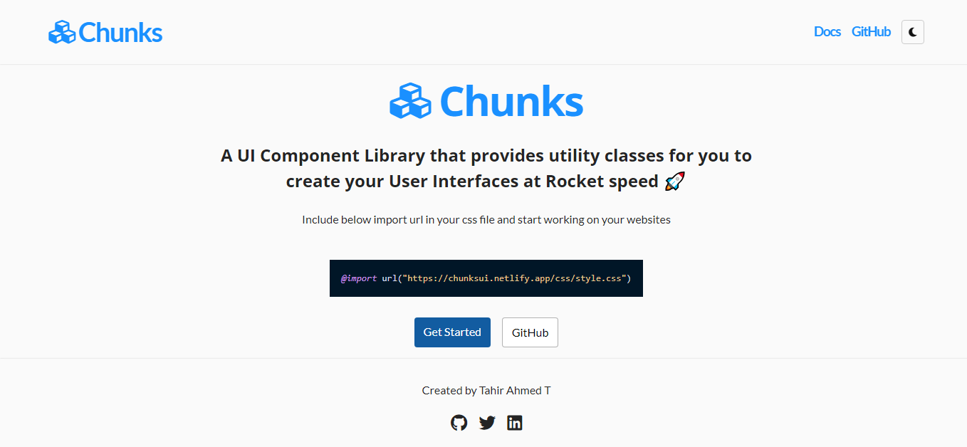 GitHub - ttahm3d/chunks: UI Component Library with atomic css classes.