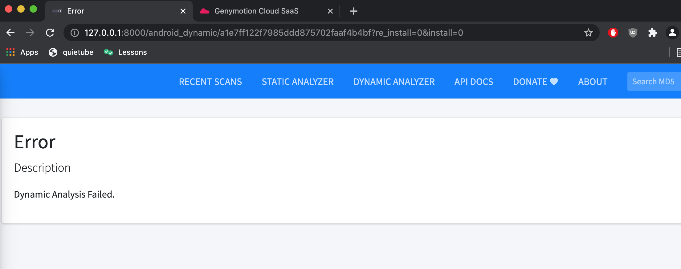 Dynamic Analysis Failed for Genymotion Cloud SaaS Device · Issue #1838 · MobSF/Mobile-Security ...