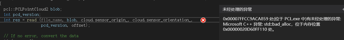 [IO] PCL 1.10.1 loadPCDFile throws "out of memory" bad_alloc · Issue ...