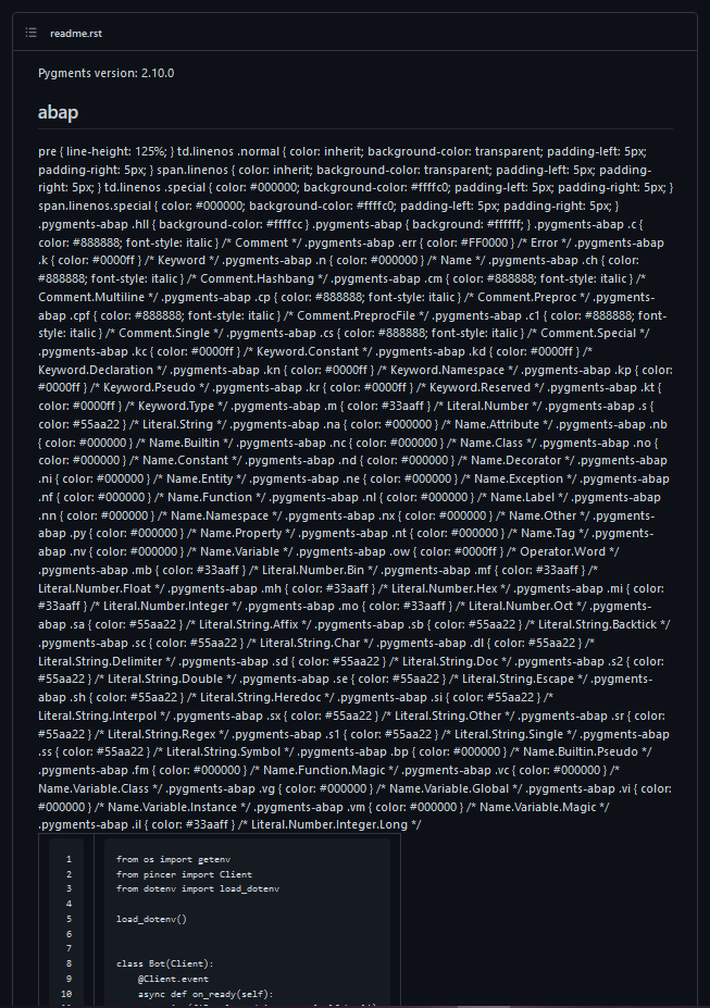 🐛 Readme doesn't display properly · Issue #1 · Enderchief/Pygments ...