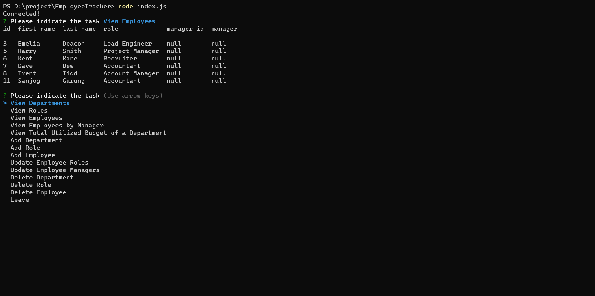 GitHub - AnishBashyal/EmployeeTracker: Database system with interactive commands to track ...