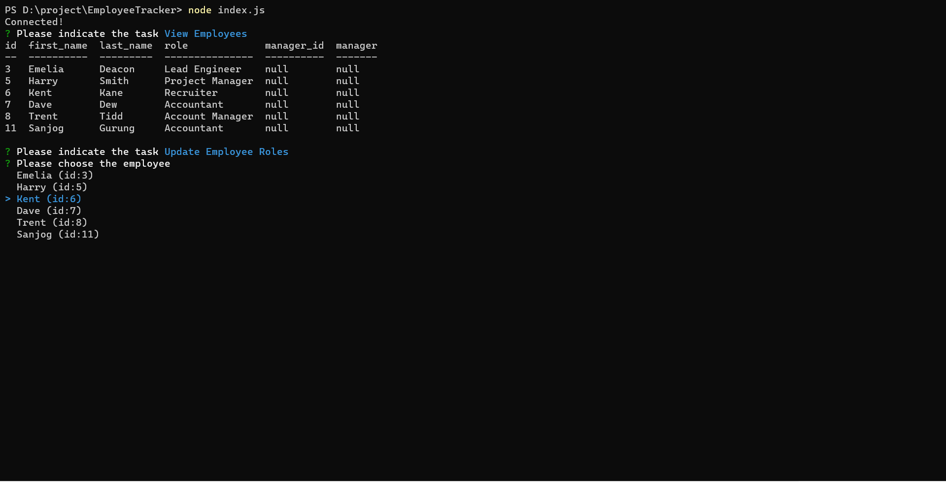 GitHub - AnishBashyal/EmployeeTracker: Database system with interactive commands to track ...