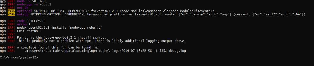 Error in running this command npm install -g composer-cli in Window 10 · Issue #2060 · nodejs ...