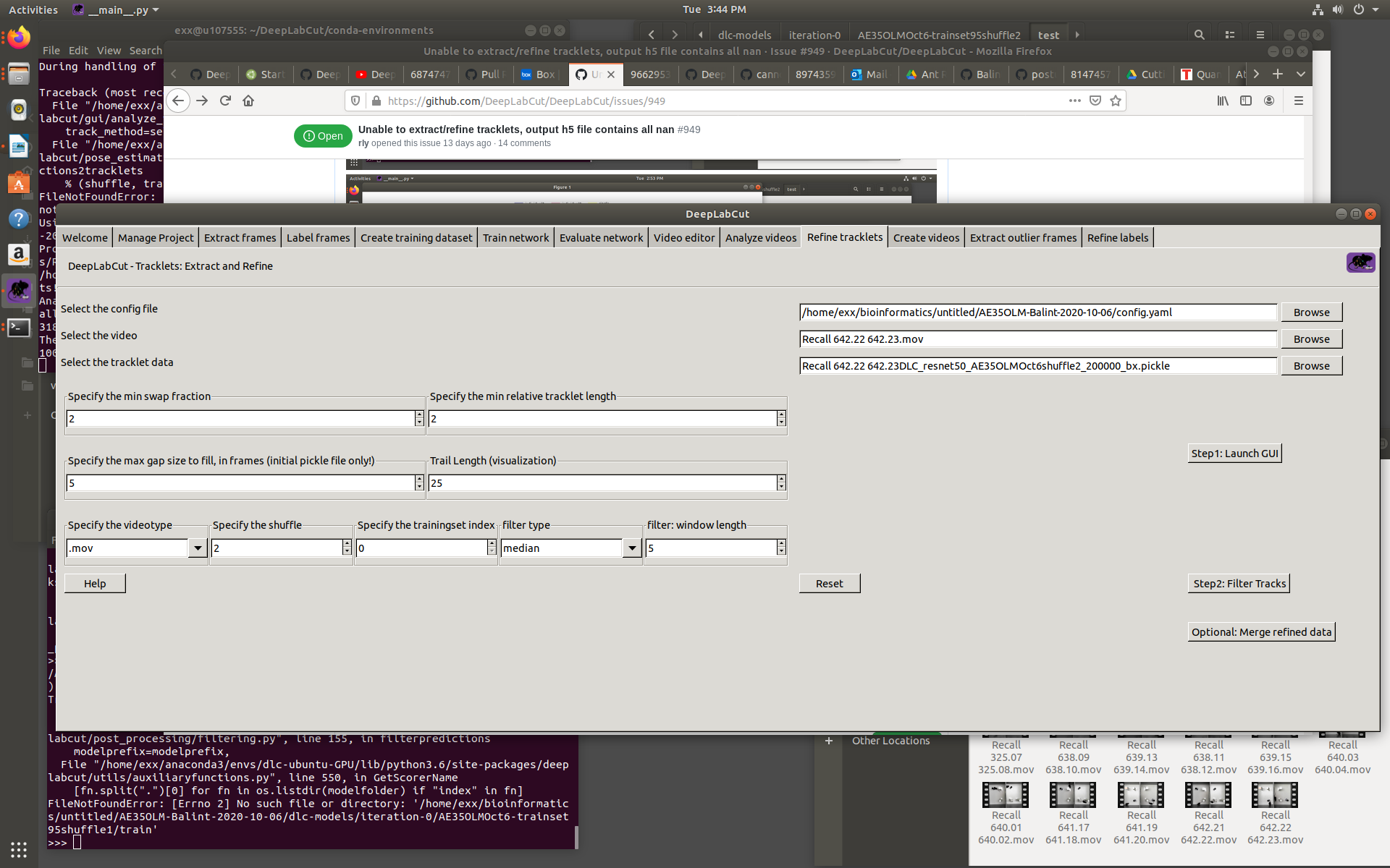 Unable to extract/refine tracklets, output h5 file contains all nan · Issue #949 · DeepLabCut ...