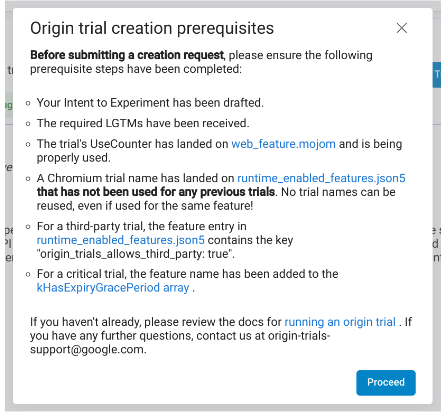 Typo. error in "Origin trial creation prerequisites" dialog · Issue ...