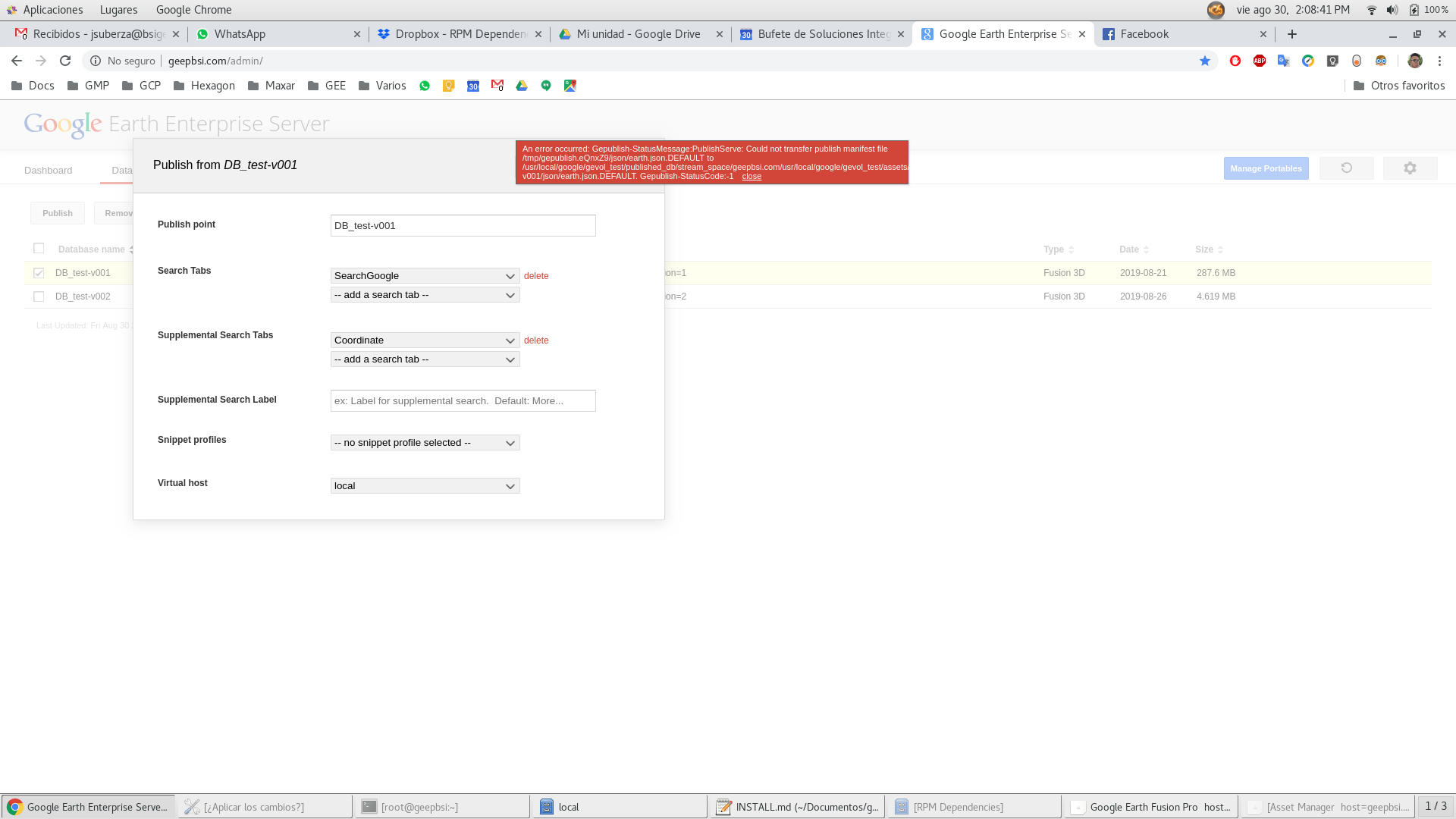 Fail to push a DB · Issue #1425 · google/earthenterprise · GitHub