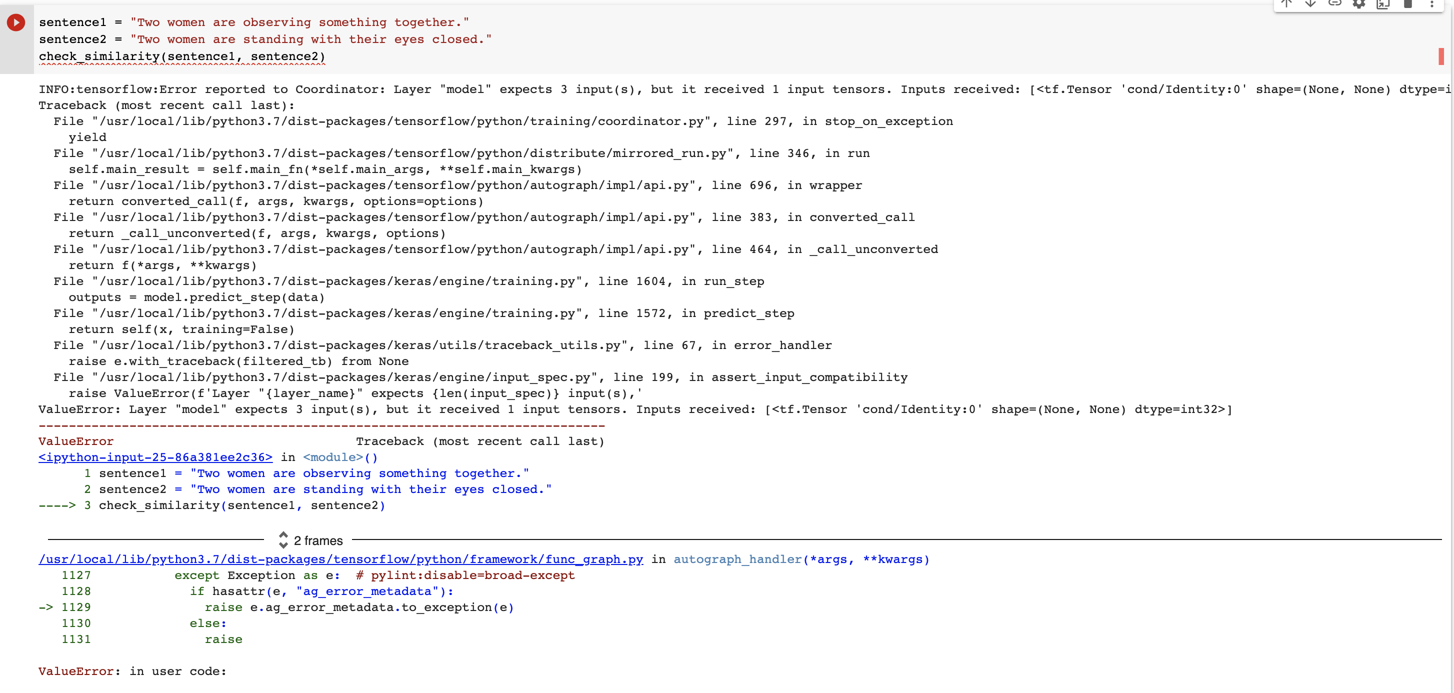 Value error in semantic similarity with bert. · Issue #711 · keras-team/keras-io · GitHub