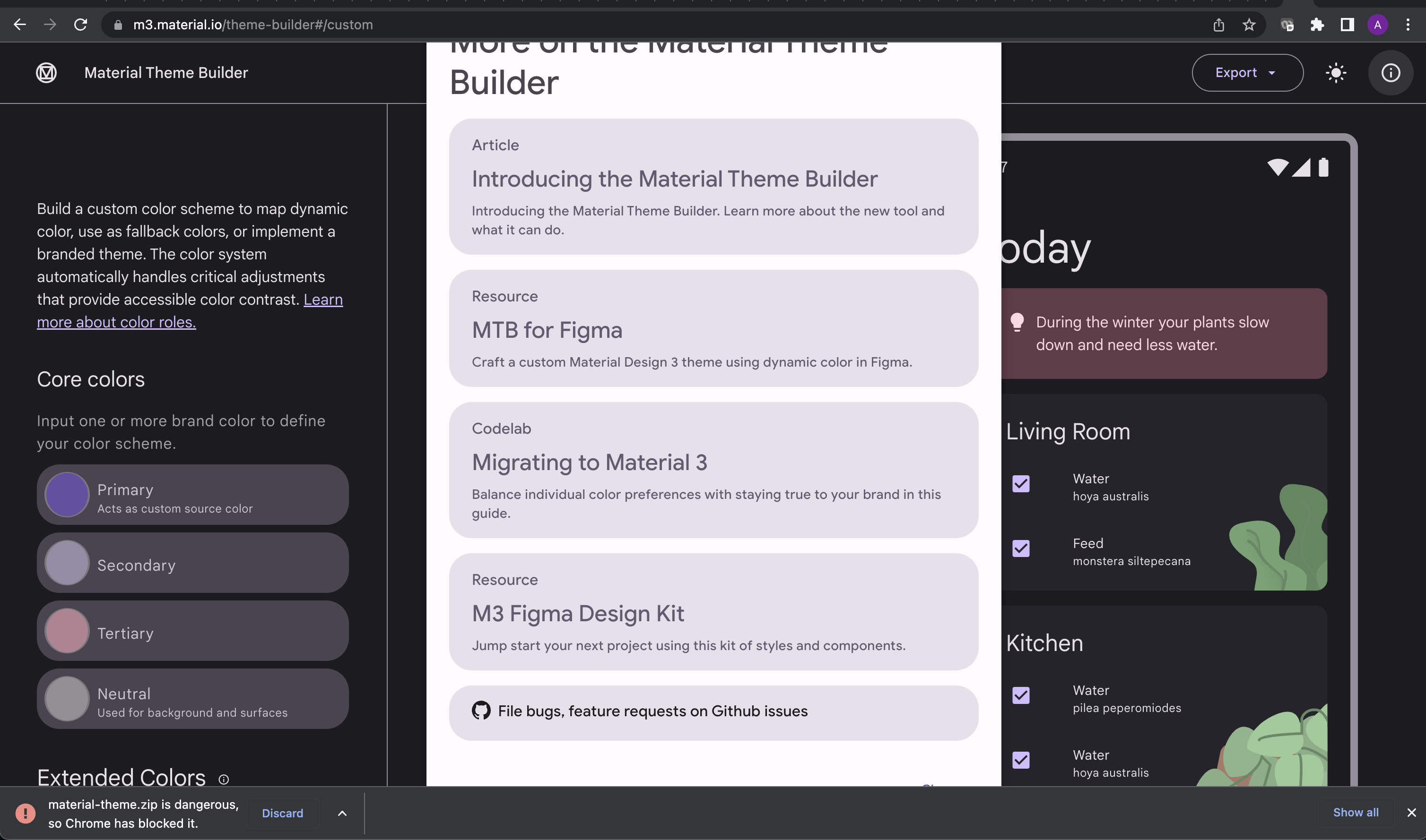 Can't download theme in Chome · Issue #184 · material-foundation/material-theme-builder · GitHub