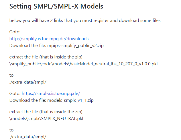 the SMPL/SMPL-X Models is missing · Issue #38 · carlosedubarreto/frankmocap_win_install · GitHub