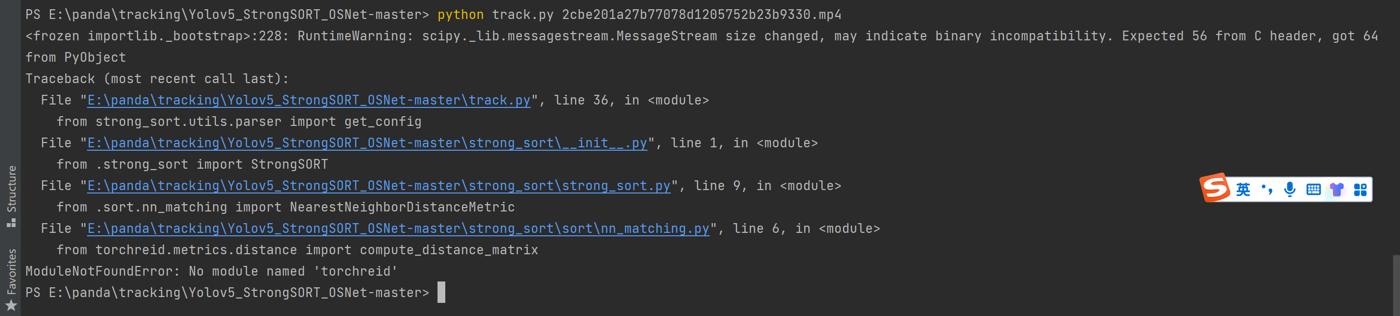 ModuleNotFound Error: No module called strong_sort.deep.reid.torchreid · Issue #523 · mikel ...