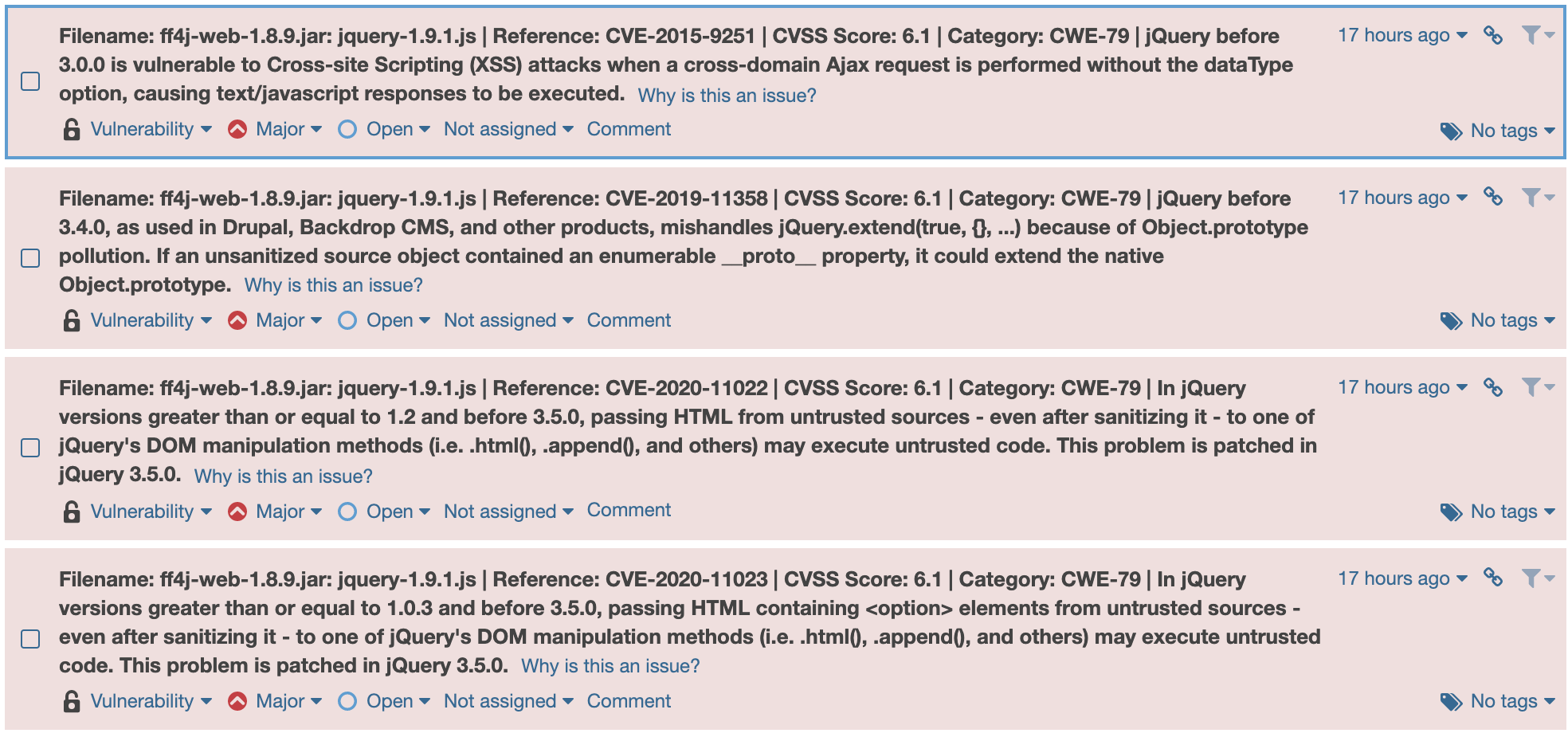 Vulnerable JQuery version in FF4J Web · Issue #464 · ff4j/ff4j · GitHub