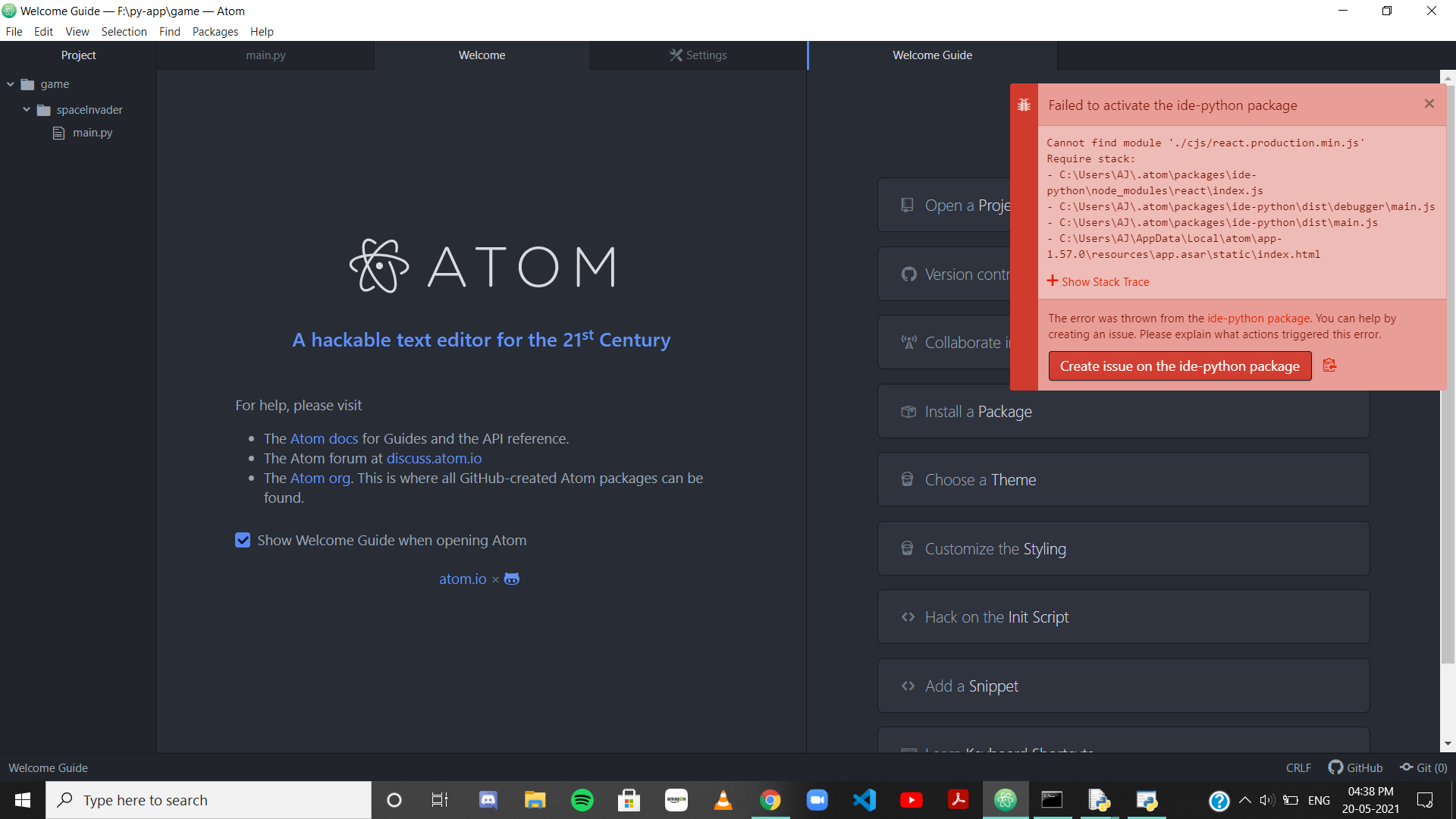 Failed To Activate The Ide Python Package · Issue 326 · Atom Community Ide Python · Github