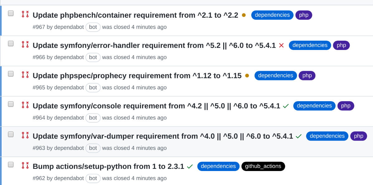 Configure @dependabot for automatic dependency upgrades · Issue #961 · phpbench/phpbench · GitHub