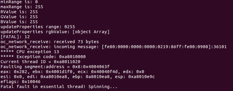 [ocf] Fatal fault occurred when running sample with Grove Chainable RGB LED sensor · Issue #1415 ...