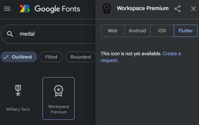 [Fonts] Icon request: workspace_premium · Issue #100460 · flutter/flutter · GitHub
