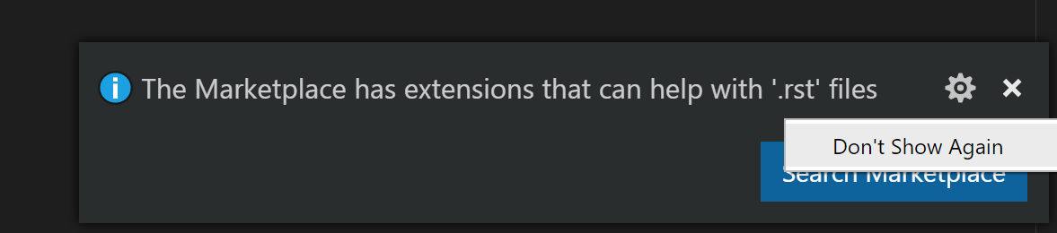 Extension recommendation: Append "for '.xyz' files" in "Don't Show Again" menu item label ...