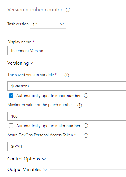 Version number counter task fails - The variables can not be found on the definition ...
