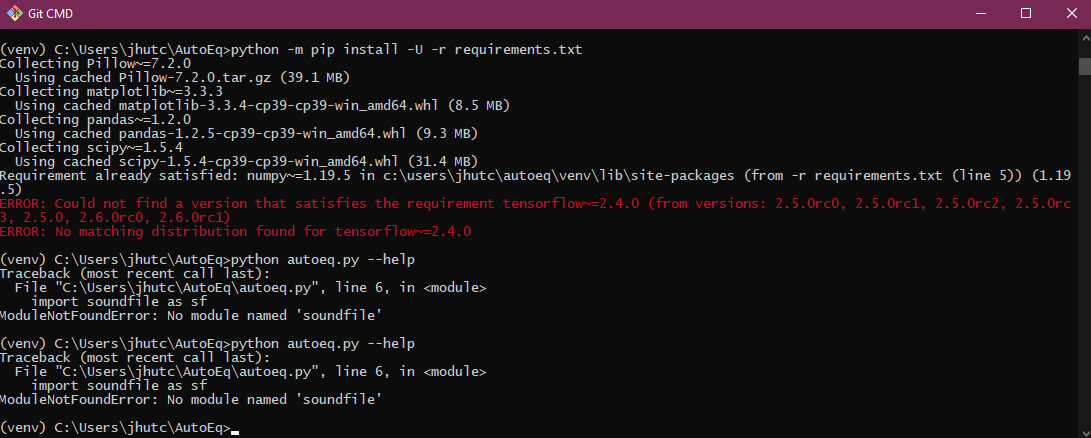 ERROR: Could not find a version that satisfies the requirement ...