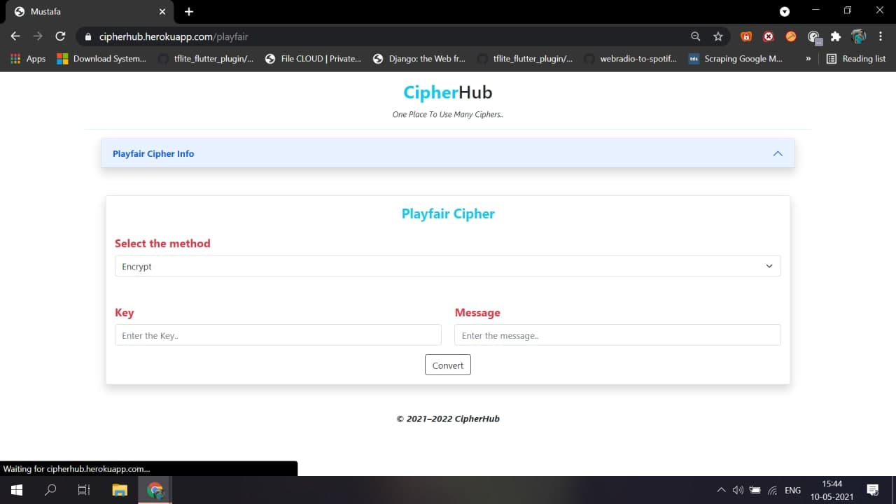 GitHub - Aman3786/CIPHERHUB: A website made from django for different ...
