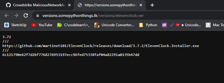 Crowdstrike MaliciousNetworkActivity detection. · Issue #893 · marticliment/ElevenClock · GitHub