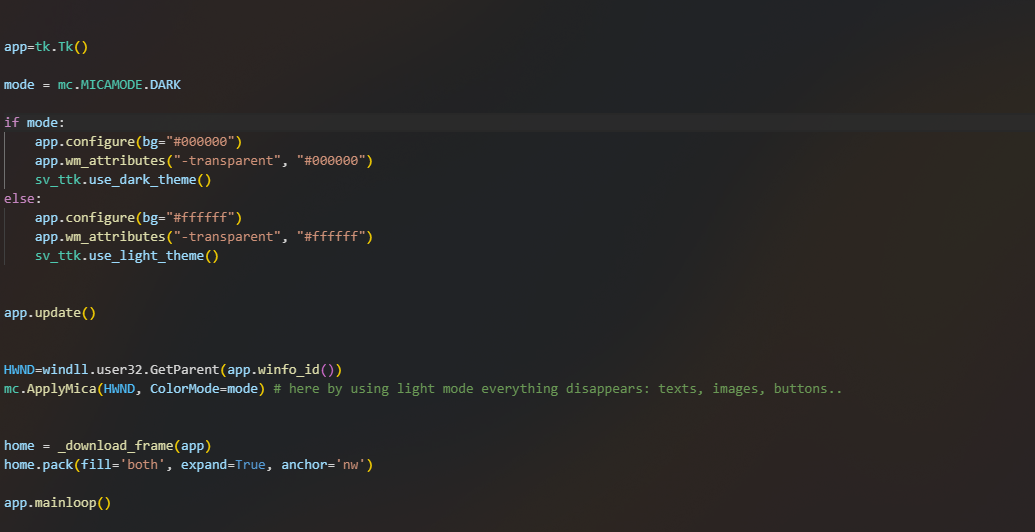 tkinter:When using light mode everything disappears: texts, images ...