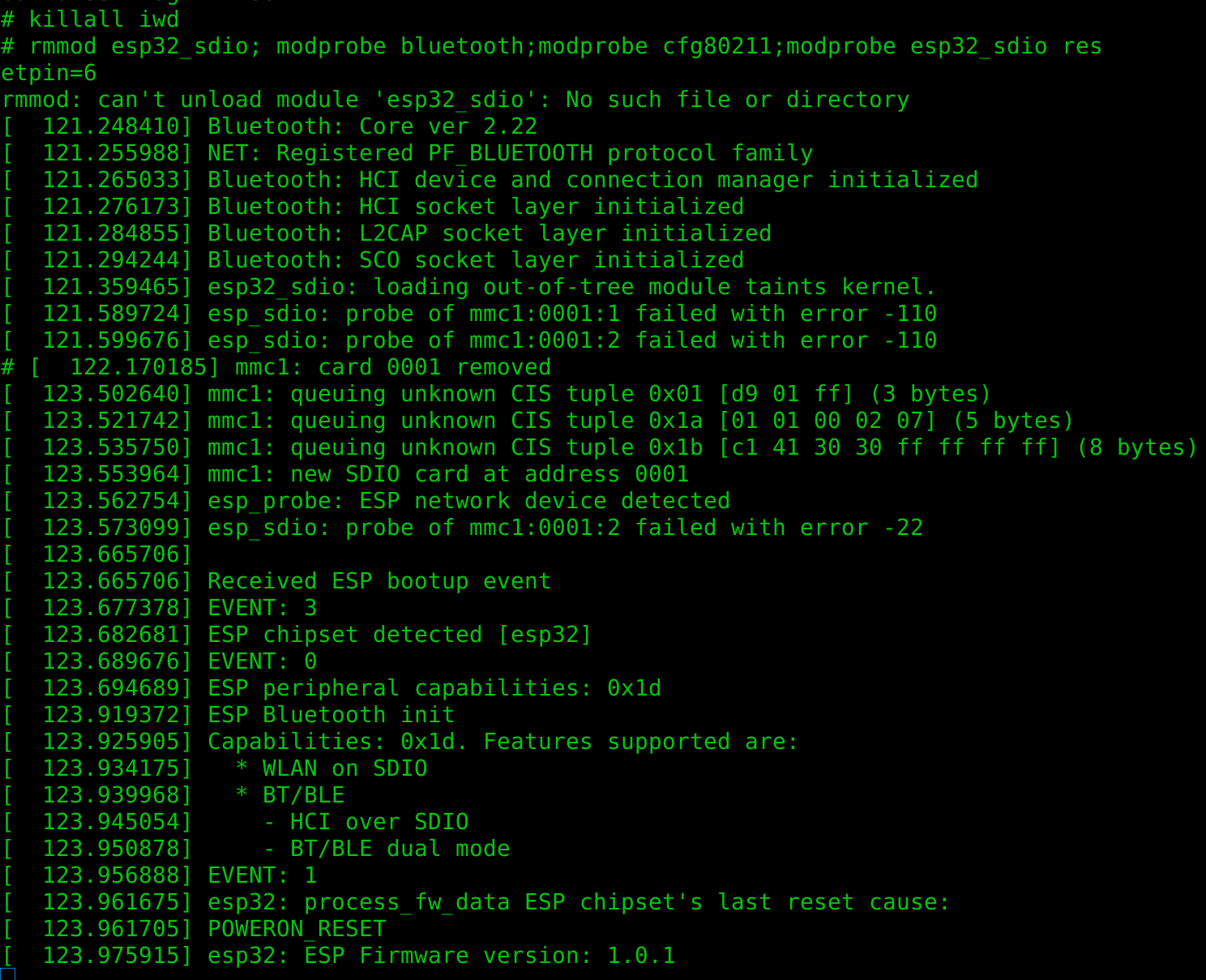 Esphostedng Insmod Esp32sdioko No Network Card Is Generated 