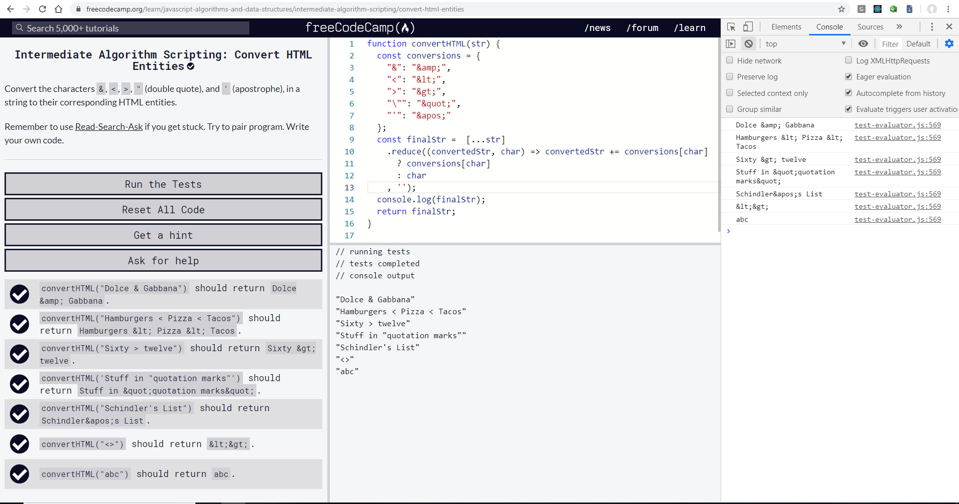 curriculum bug: FCC console does not display HTML entities as converted ...