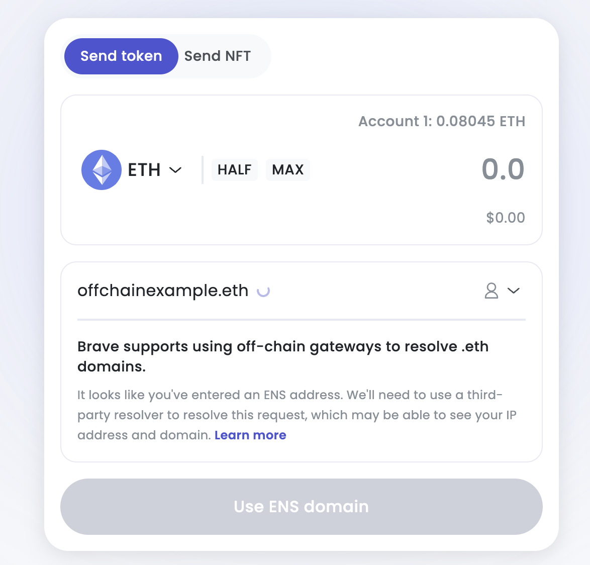 Use ENS domain button is disabled until a value is entered · Issue #29214 · brave/brave-browser ...