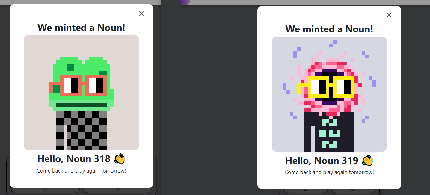 Mintend noun modal show incorrect noun image & id · Issue #10 · fomo-nouns/fomo-nouns · GitHub