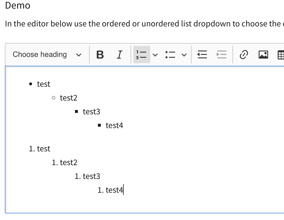 Indentation of numbered lists always uses the same style · Issue #12179 · ckeditor/ckeditor5 ...
