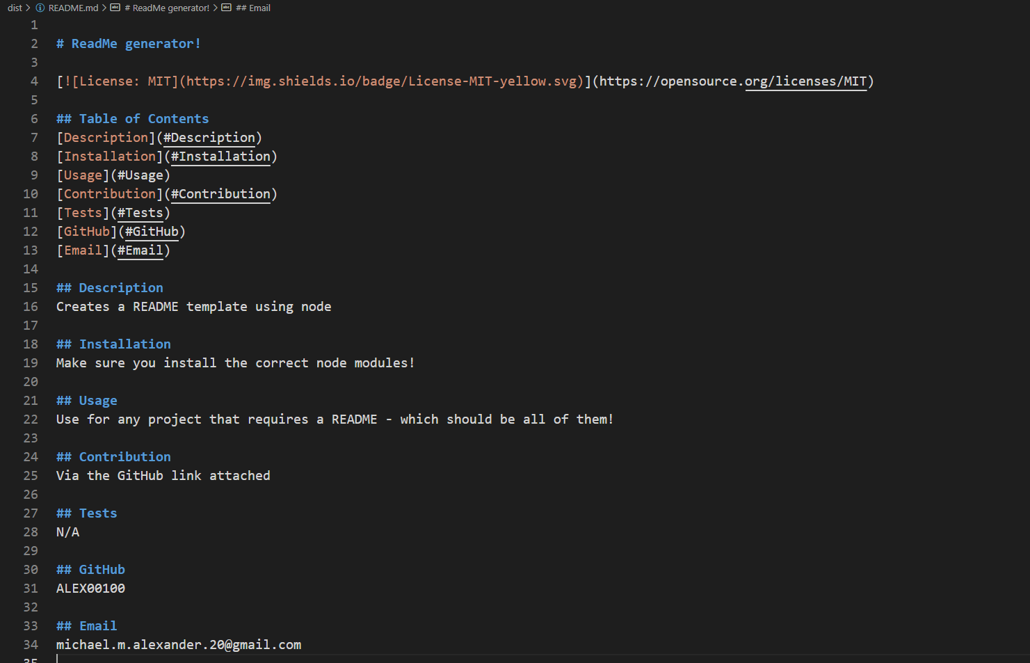GitHub - ALEX00100alex/READMEGenerator: High-quality README template using node.js