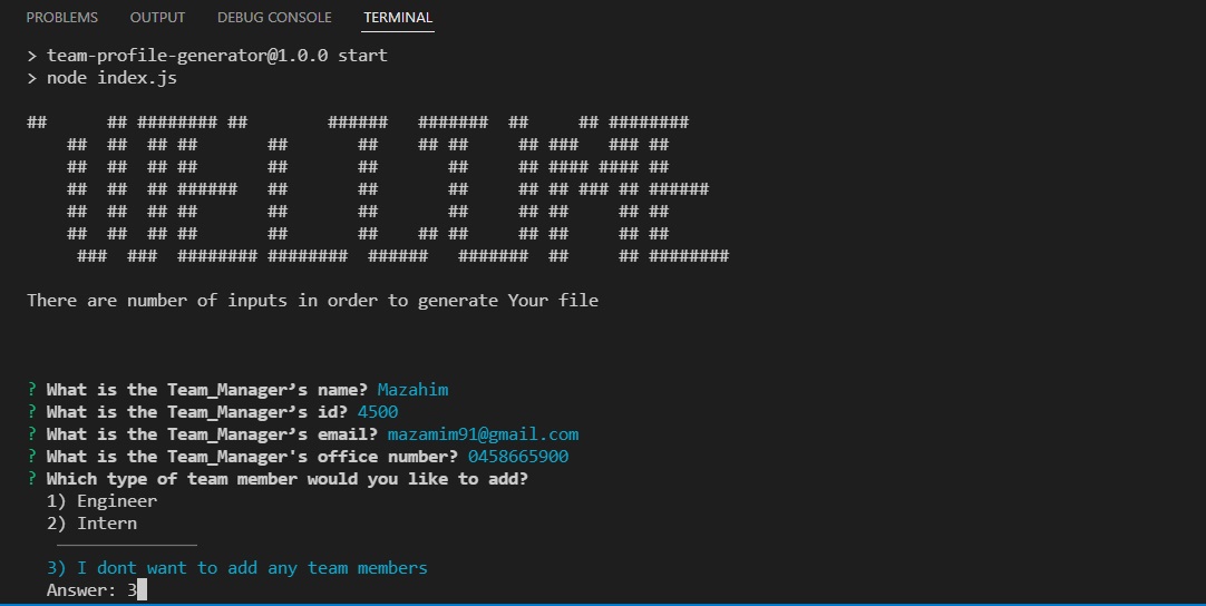 GitHub - mazamim/Team-Profile-Generator