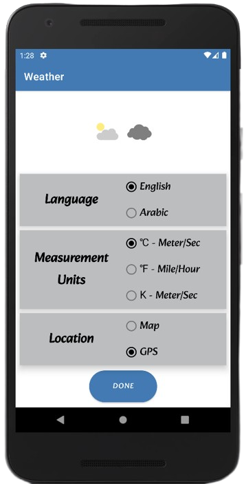 GitHub - alaagawish/Weather: Android application implemented using MVVM, ViewBinding, Picasso ...