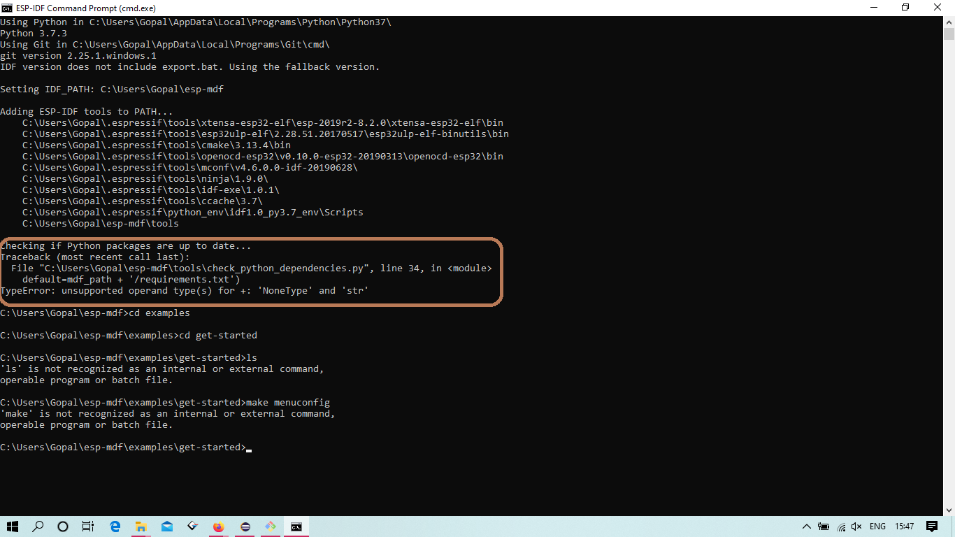 Finding Issue In Seting Up Or Installaing Esp Mdf · Issue 121