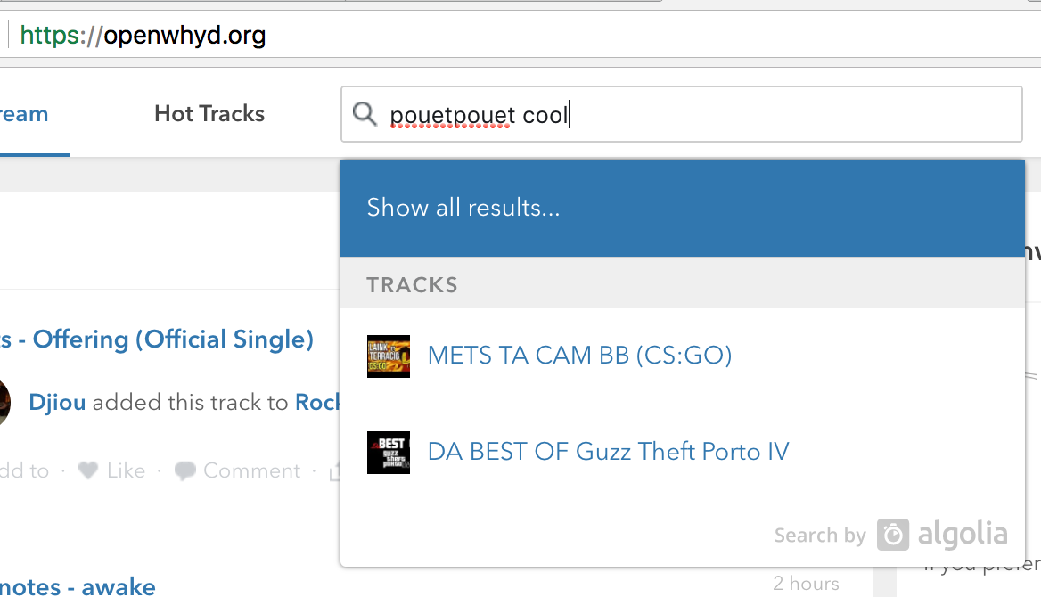 Partnership: Add Algolia logo at bottom of search pop-in · Issue #92 · openwhyd/openwhyd · GitHub