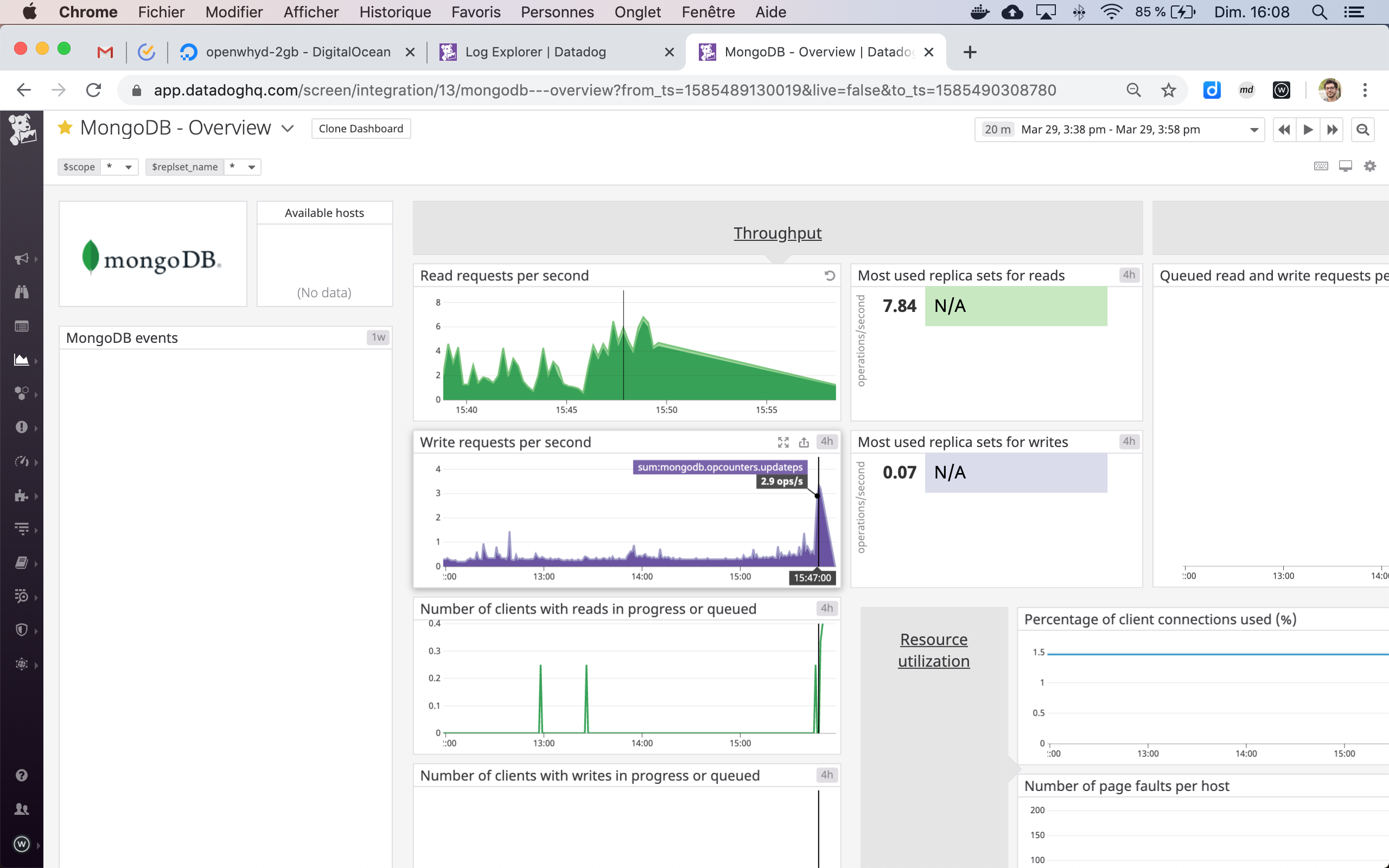 Mongodb cluster server crashes with "out of memory" error when continuously write large amounts ...