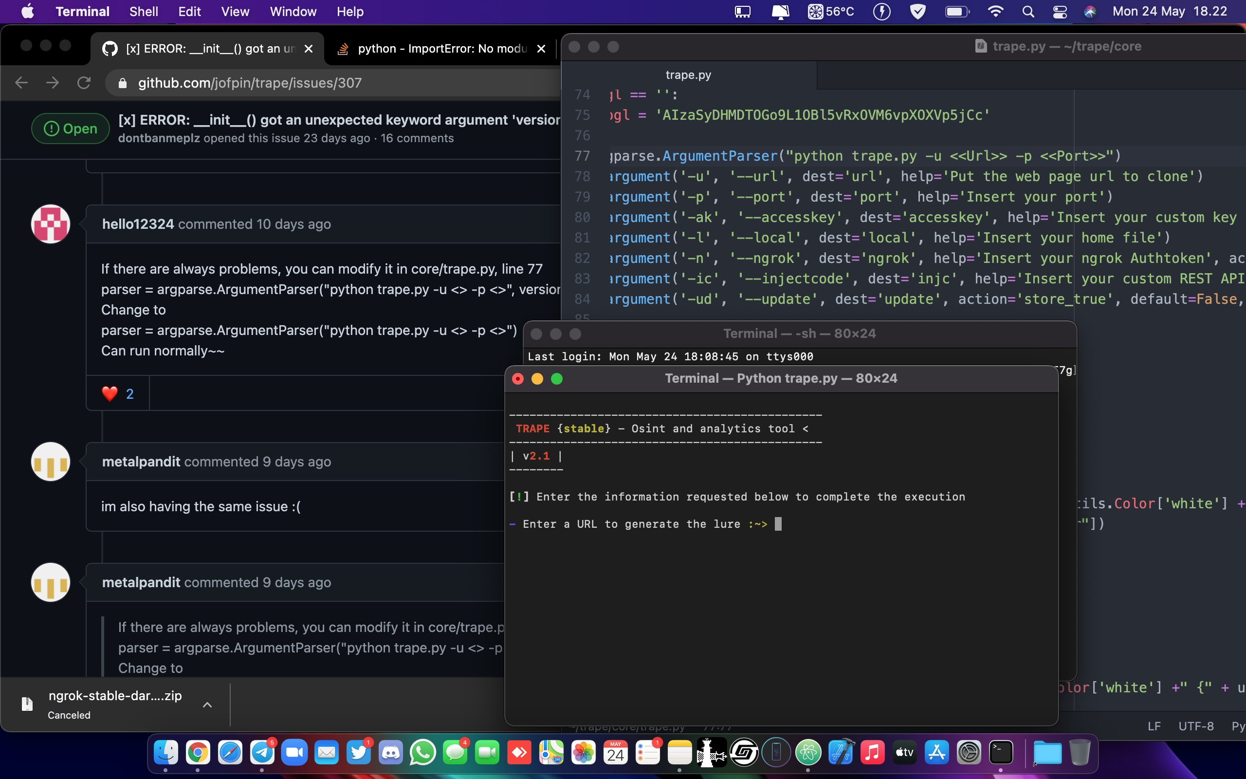 [x] ERROR: __init__() got an unexpected keyword argument 'version' · Issue #307 · jofpin/trape ...