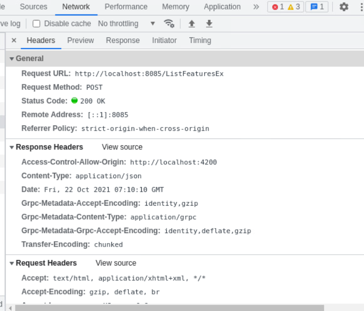 Chunked data from server side streaming is coming in network response preview tab once all the ...