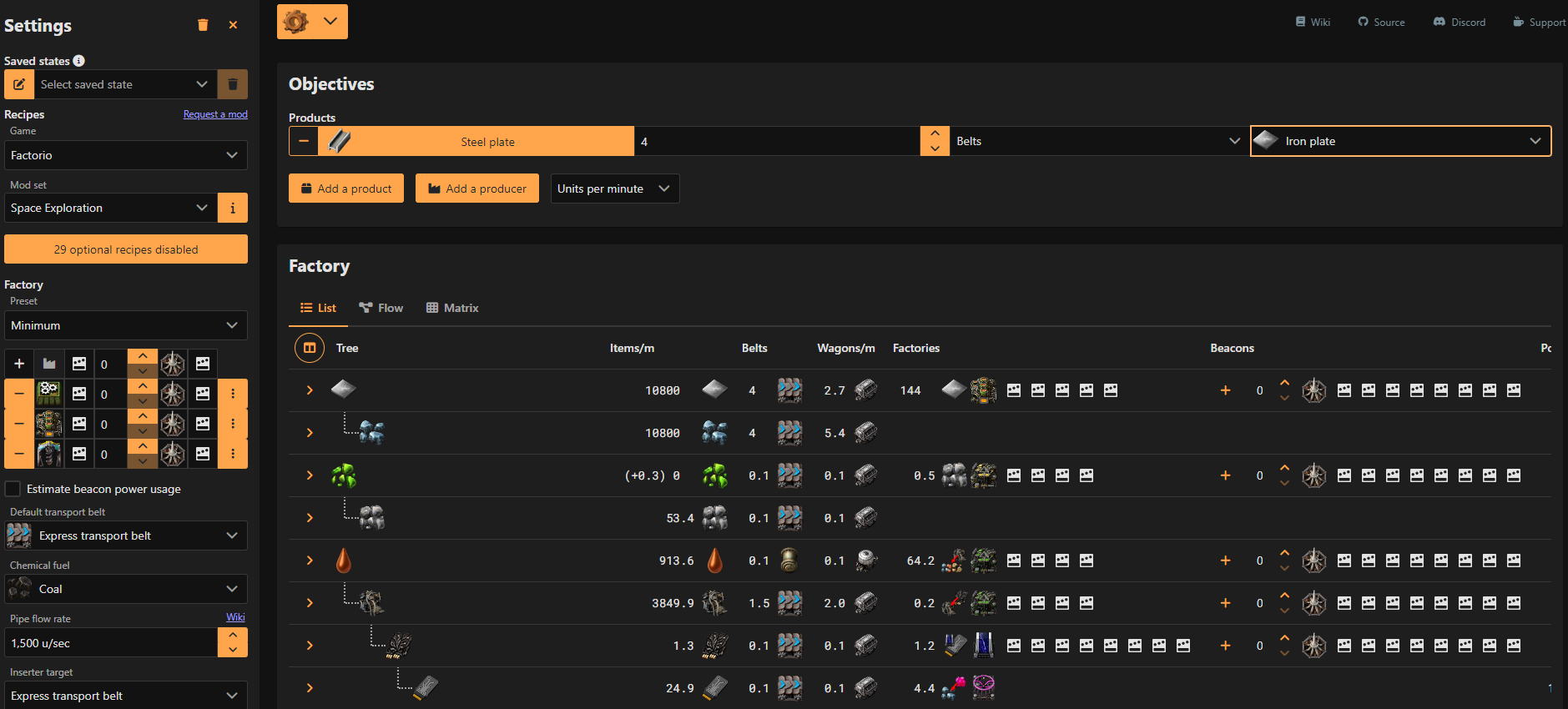 Fatcorio-Space Exploration - Steel Calc Issue · Issue #973 · factoriolab/factoriolab · GitHub