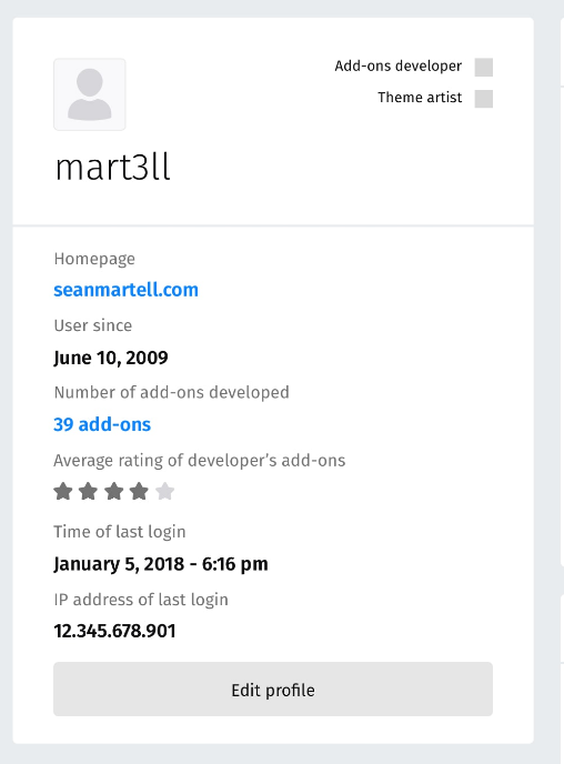 Add Ons Developer And Theme Artist Options Are Not Available On The Users Info Card · Issue 
