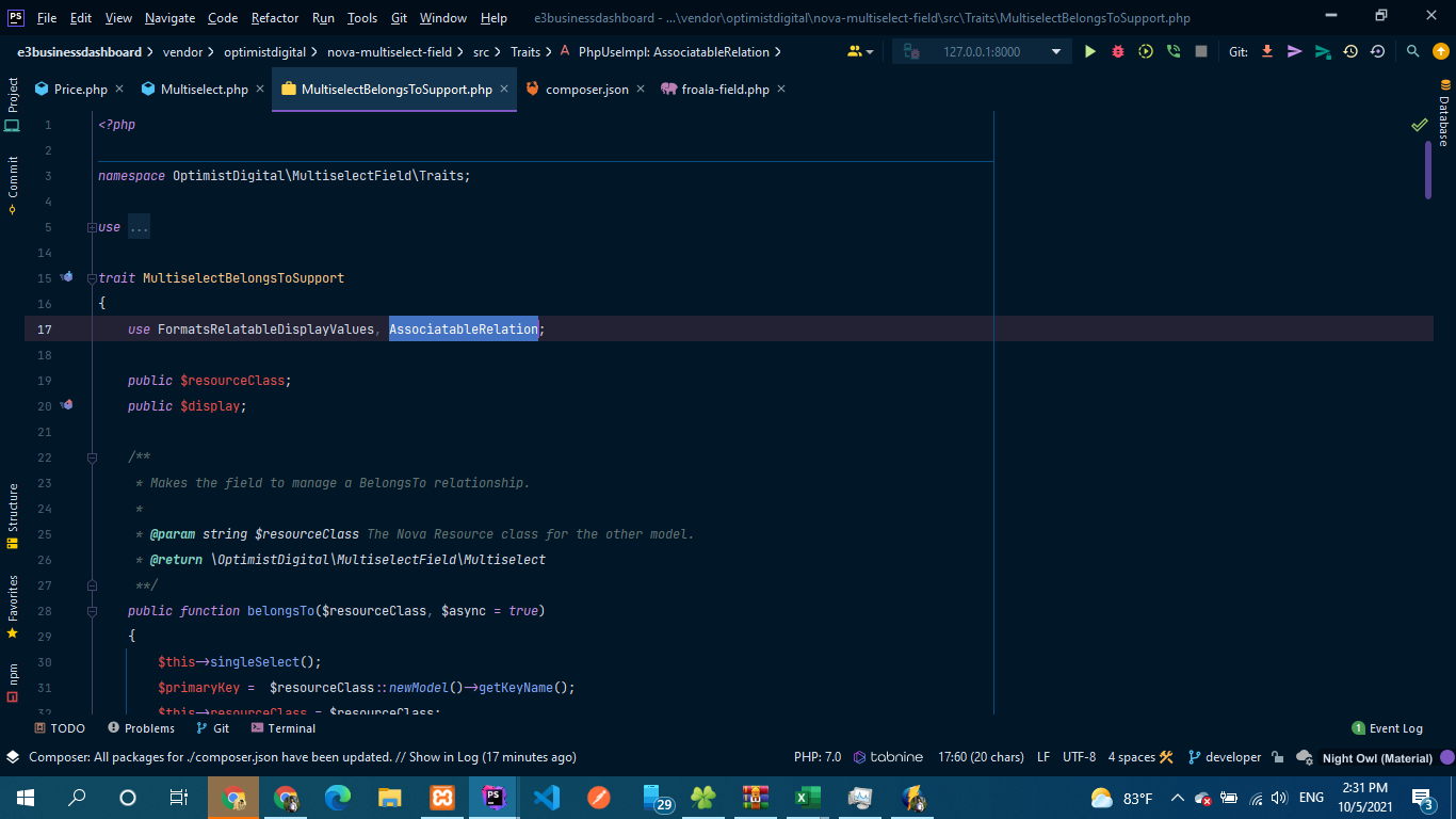 trait AssociatableRelation not found! · Issue #124 · outl1ne/nova-multiselect-field · GitHub