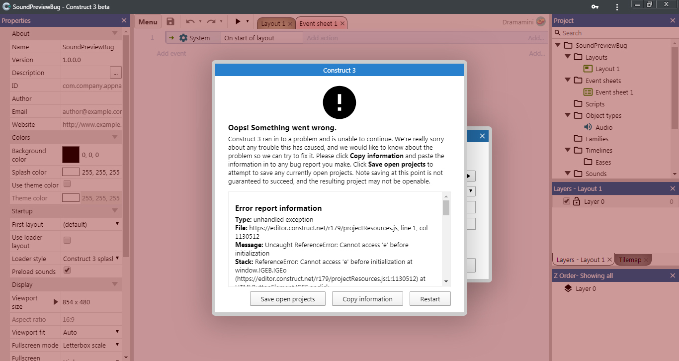 Preview sound crash · Issue #3543 · Scirra/Construct-bugs · GitHub