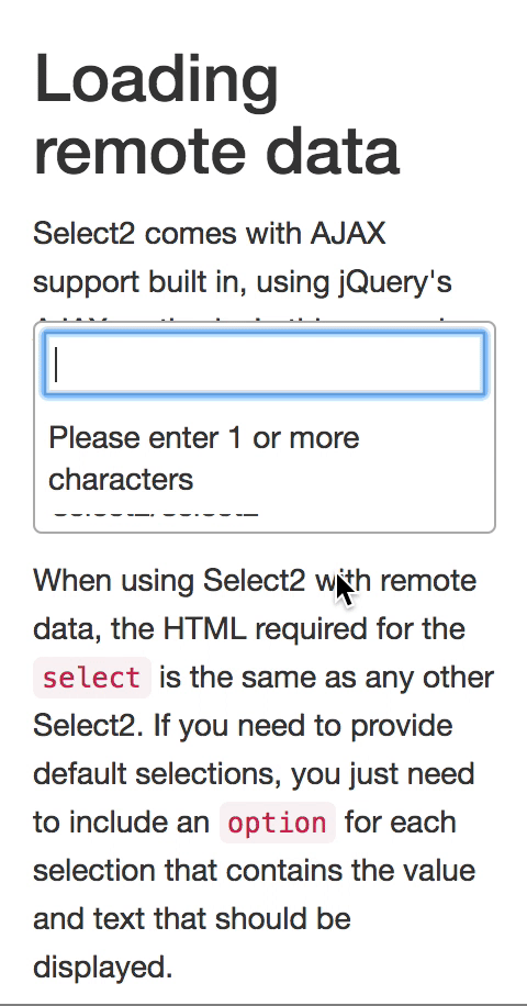 "Please enter 1 or more characters" message overlapping the input box ...