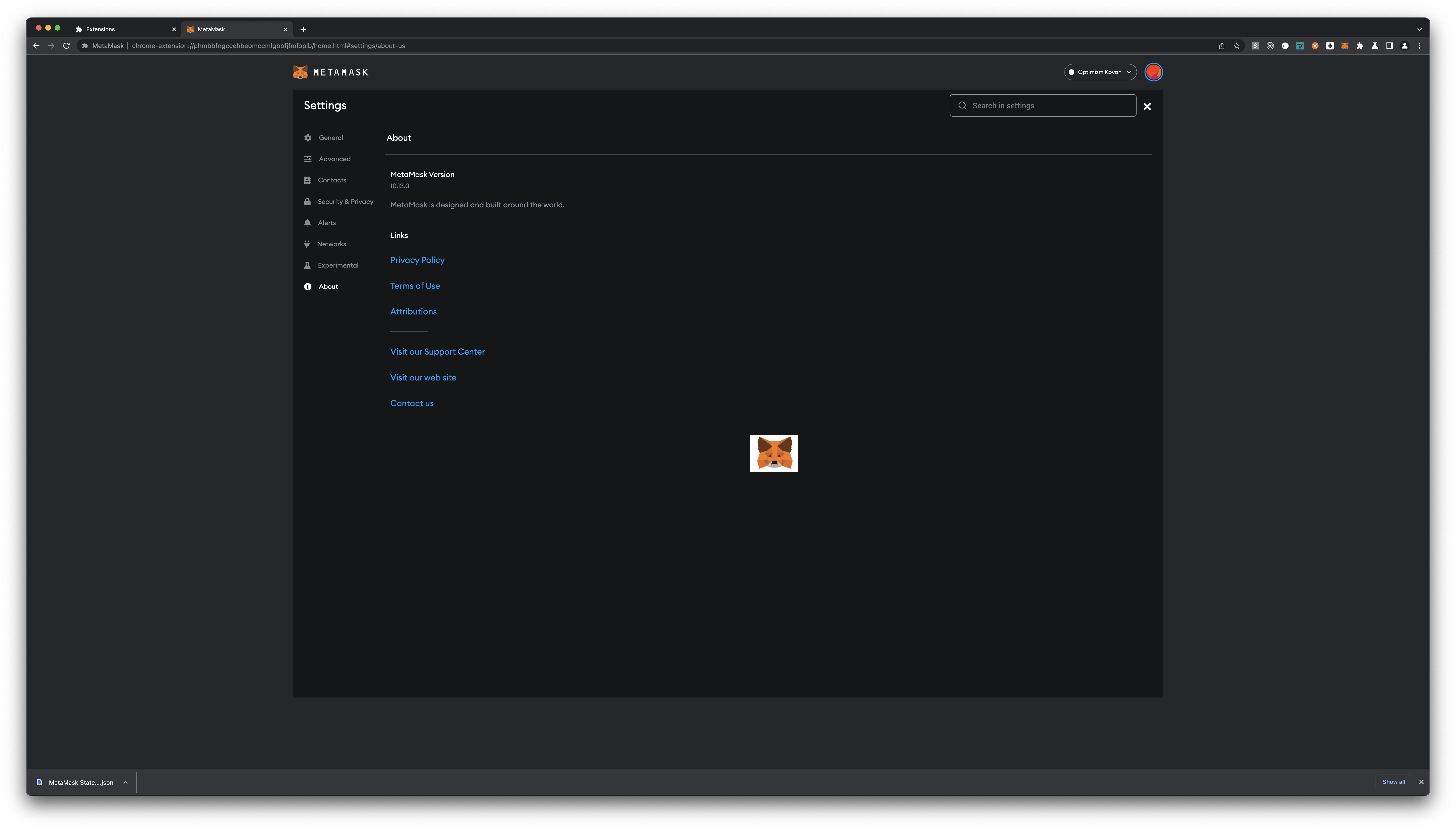 [Bug]: Dark Mode - About page logo · Issue #14302 · MetaMask/metamask-extension · GitHub