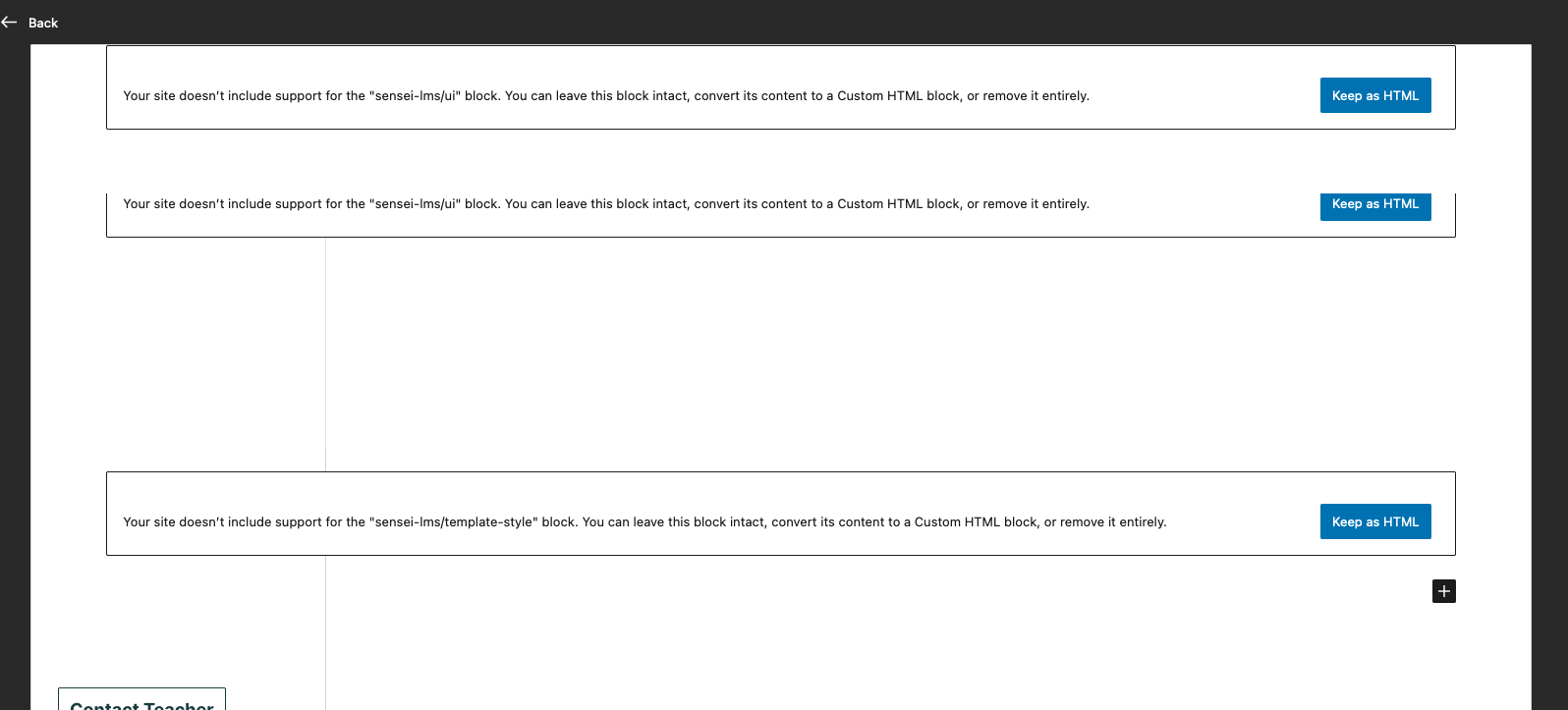 Template editor in posts does not work · Issue #5821 · Automattic/sensei · GitHub