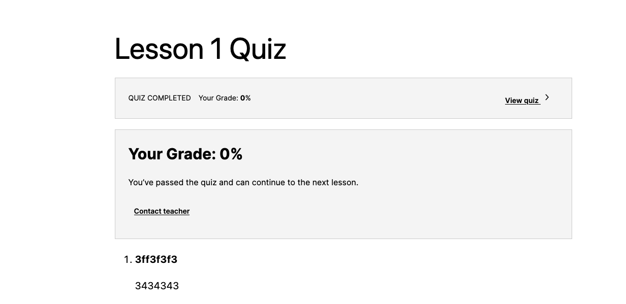 Extra notice appears in Quiz results · Issue #6268 · Automattic/sensei · GitHub