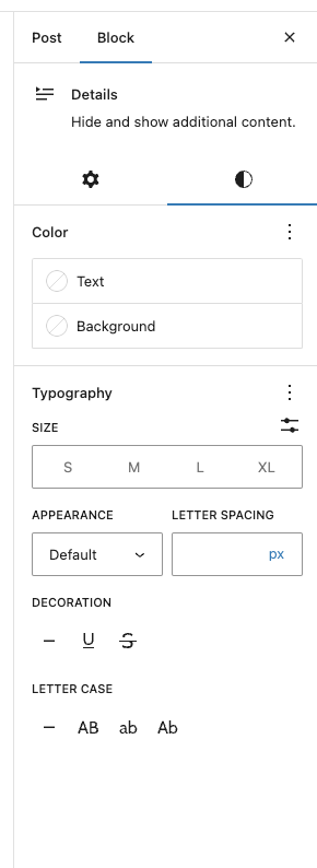 Details Block - add controls for spacing · Issue #54552 · WordPress/gutenberg · GitHub