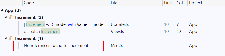 Find All References: invalid 'no references found' message when other ...